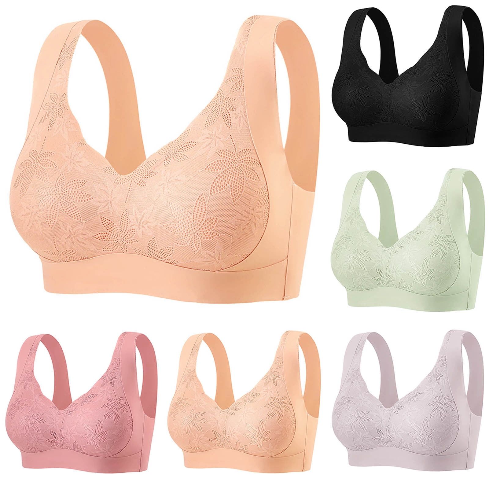 Ahuyic Womens Bra,Summer Plus Size Bra,Womens Large-size Thin Gathered ...