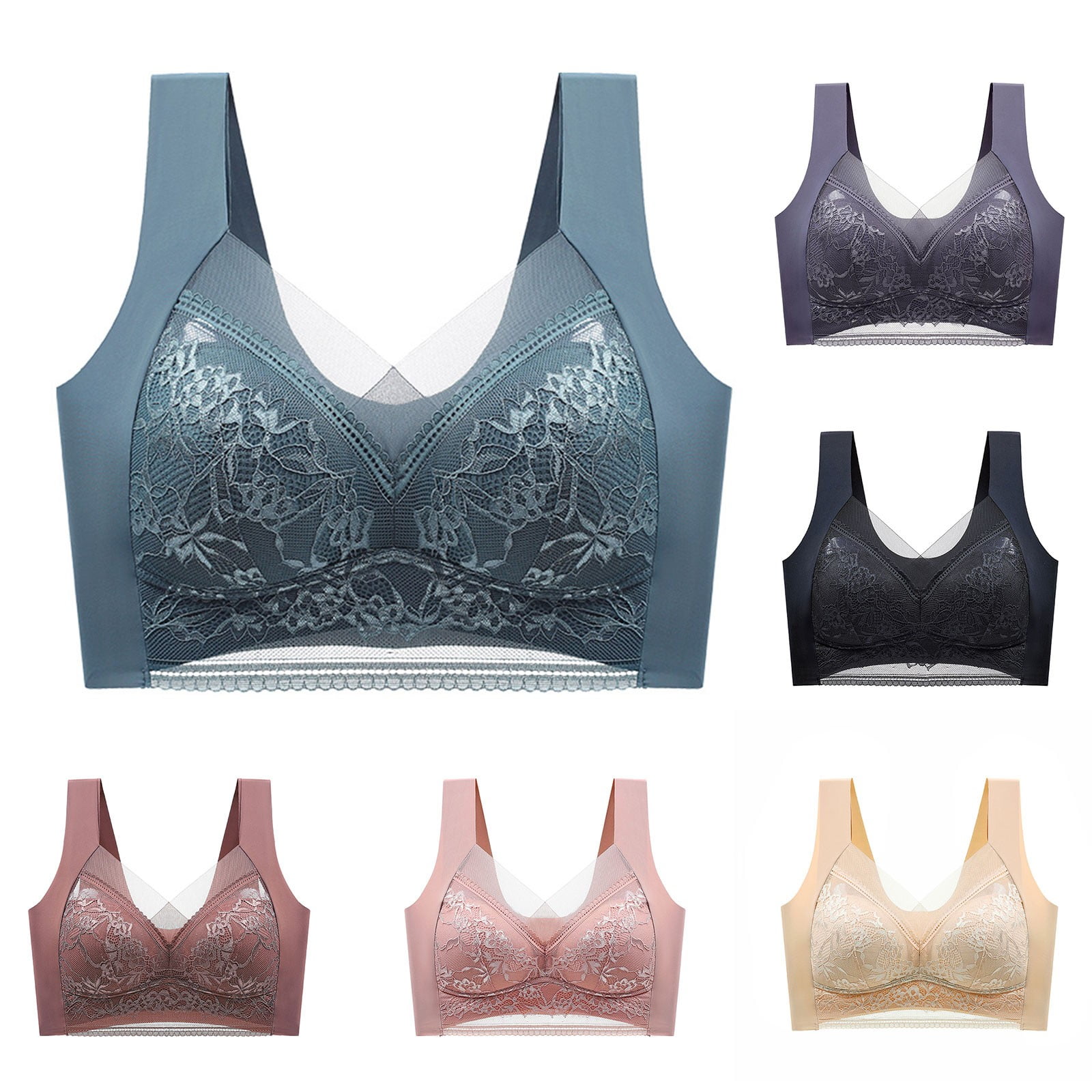 Ahuyic Womens Bra,Summer Plus Size Bra,Womens Printing Gathered ...
