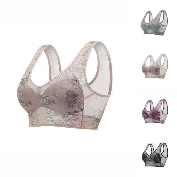 Ahuyic Womens Bra,Summer Plus Size Bra,Womens Printing Thin Style ...
