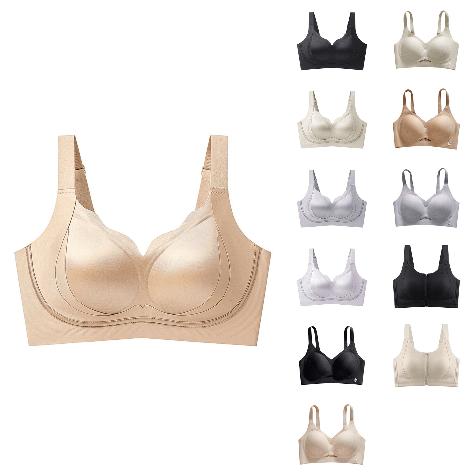 Ahuyic Womens Bra,Summer Plus Size Bra,Womens Soft Rubber Strips Thin ...