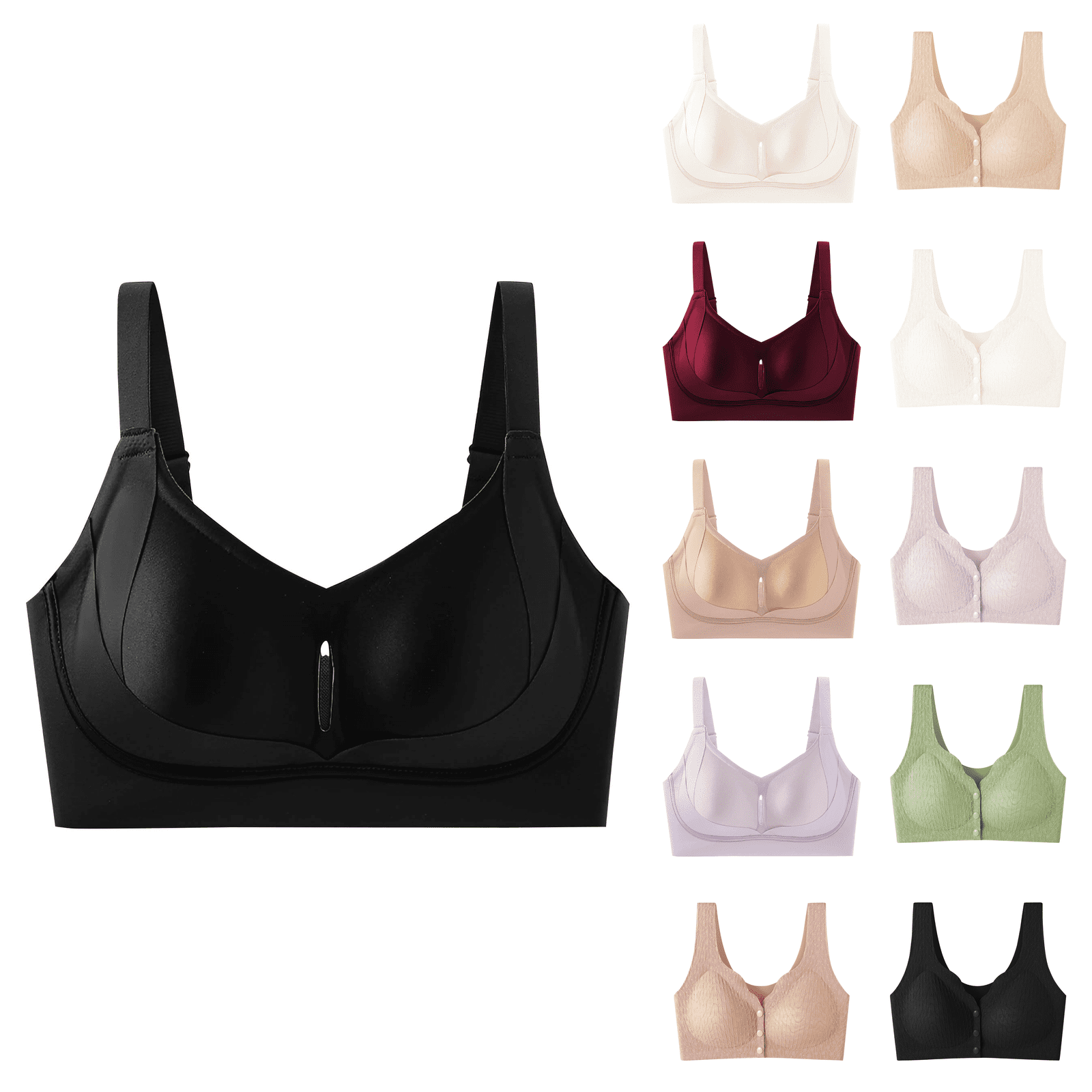 Ahuyic Womens Bra,Summer Plus Size Bra,Womens Solid Color Back Buckle ...
