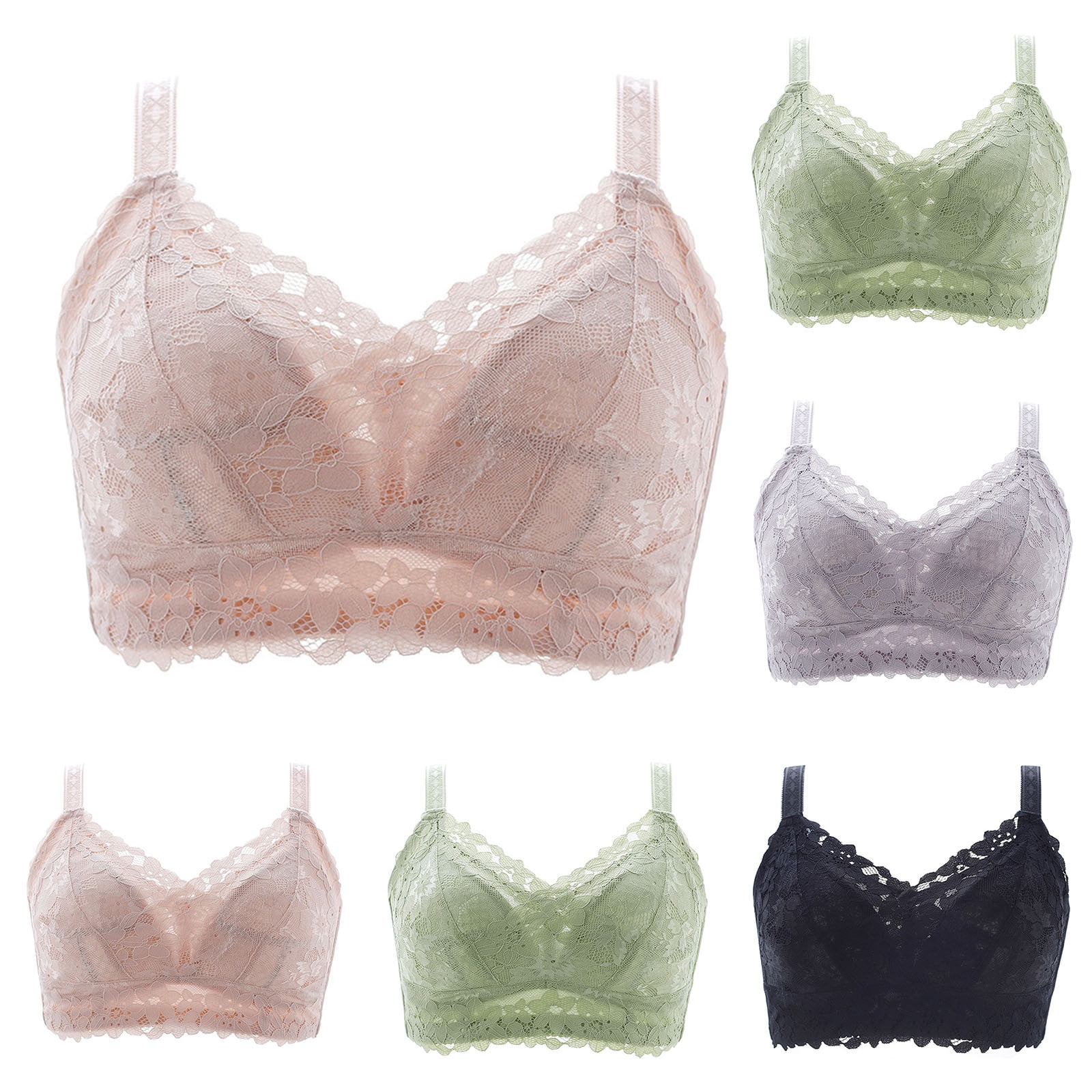 Ahuyic Womens Bra,Summer Plus Size Bra,Womens Solid Color Bra Front ...