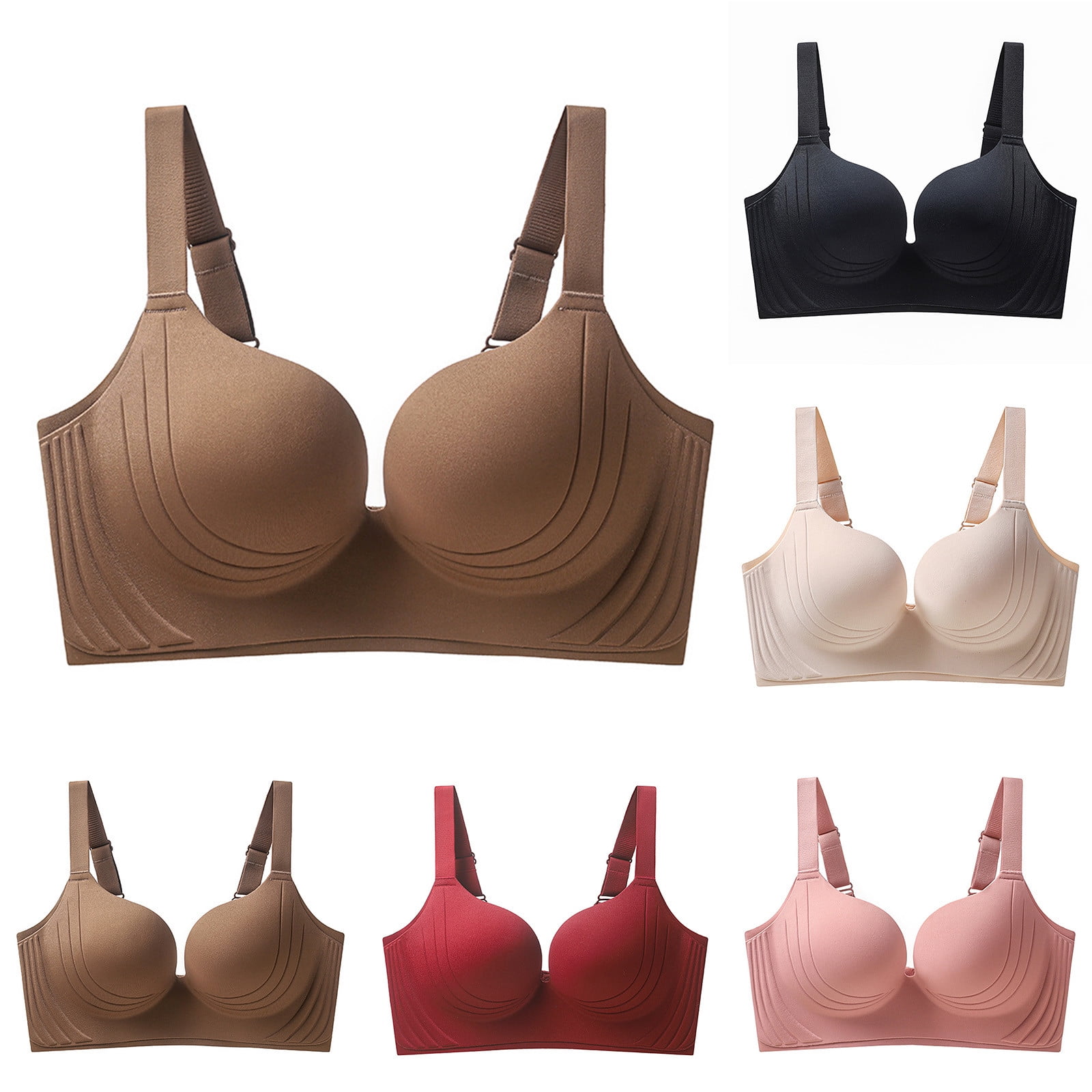 Ahuyic Womens Bra,Summer Plus Size Bra,Womens Solid Color Bra Front ...