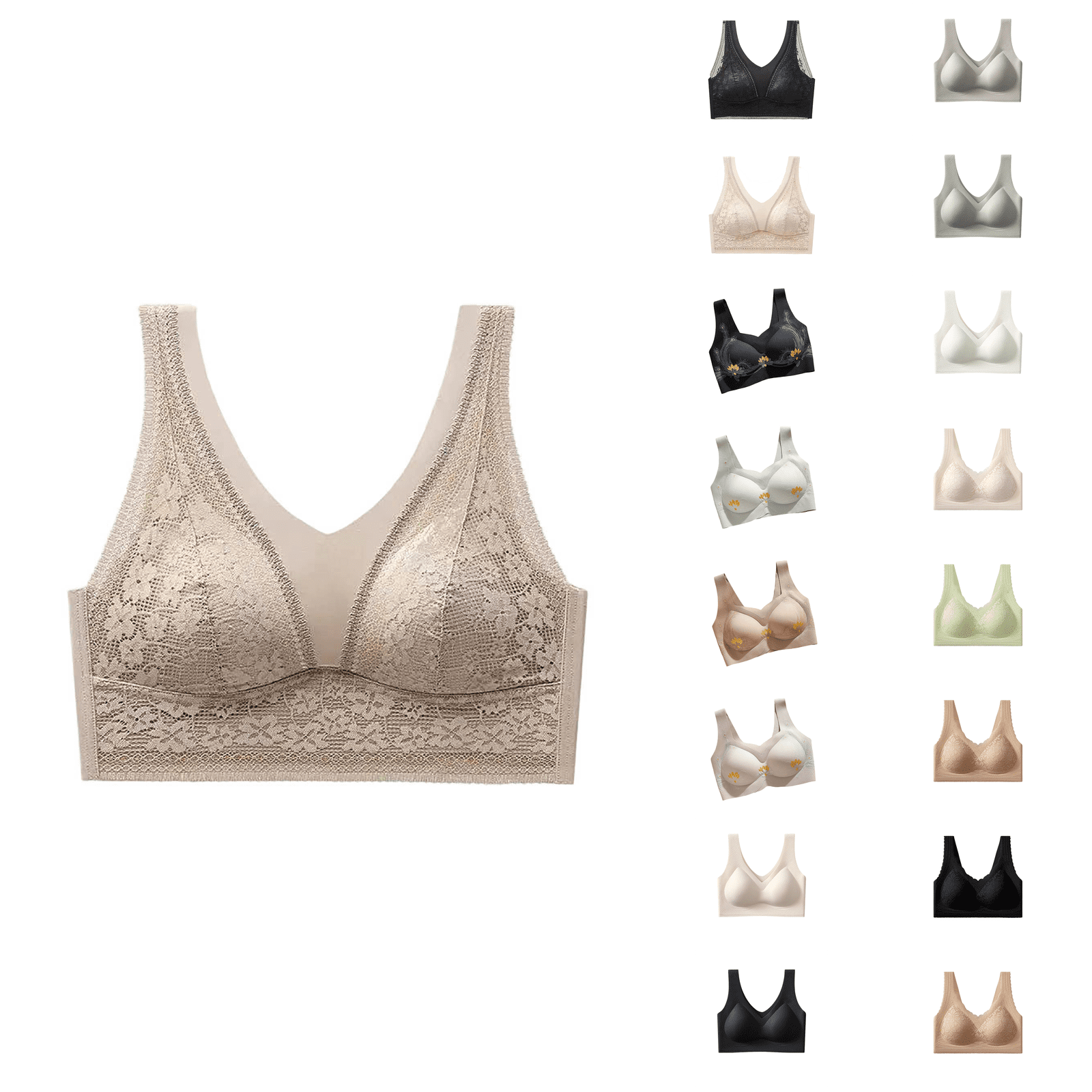 Ahuyic Womens Bra,Summer Plus Size Bra,Womens Solid Color Breathable ...