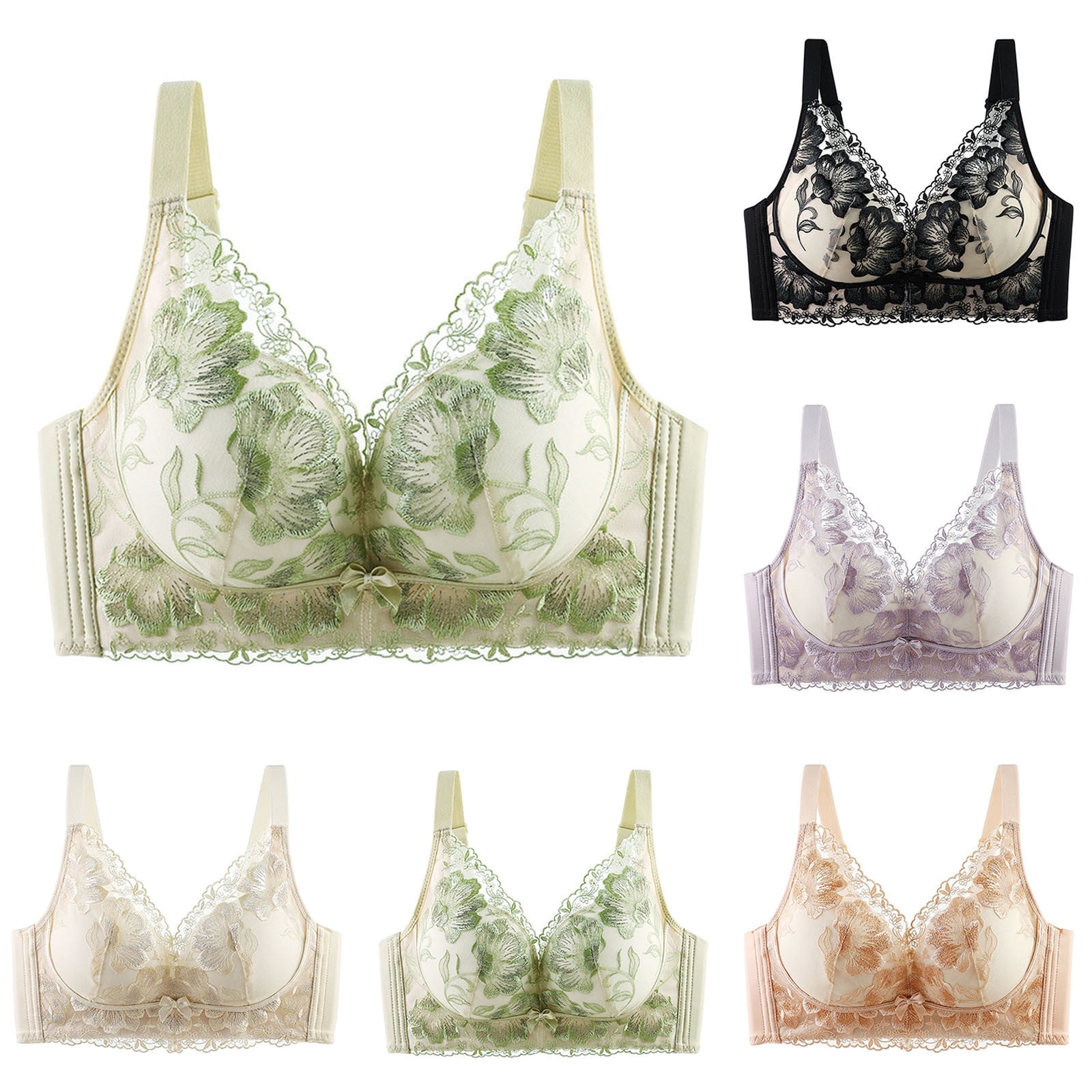 Ahuyic Womens Bra,Summer Plus Size Bra,Womens Solid Color Comfortable ...
