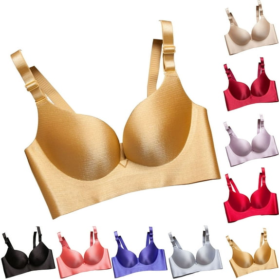 Ahuyic Womens Bra,Summer Plus Size Bra,Womens Solid Color Horizontal ...