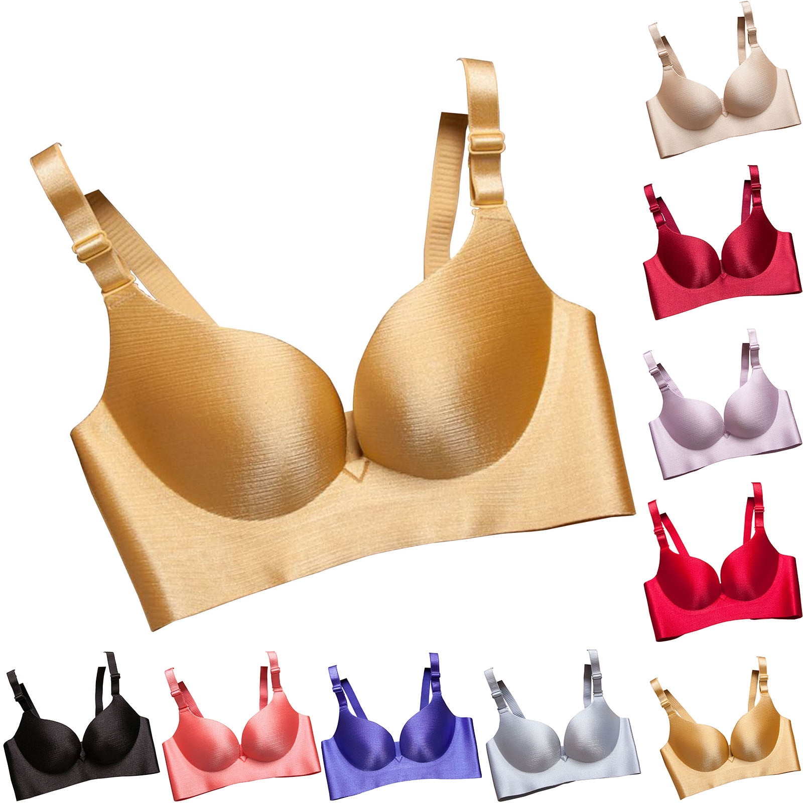Ahuyic Womens Bra,Summer Plus Size Bra,Womens Solid Color Horizontal ...