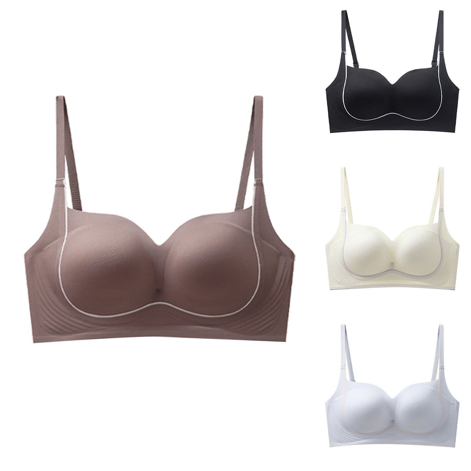 Ahuyic Womens Bra,Summer Plus Size Bra,Womens Solid Color Invisible ...