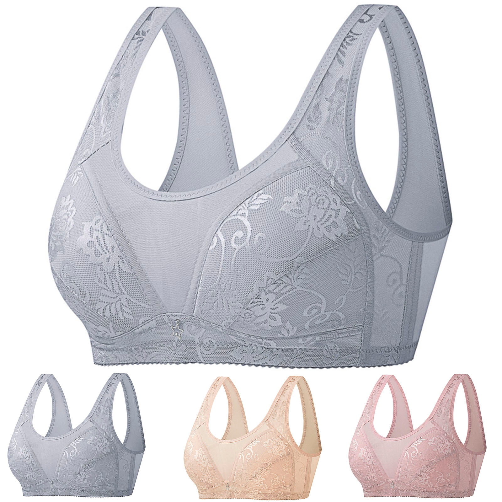 Ahuyic Womens Bra,Summer Plus Size Bra,Womens Solid Color Seamless Nude ...