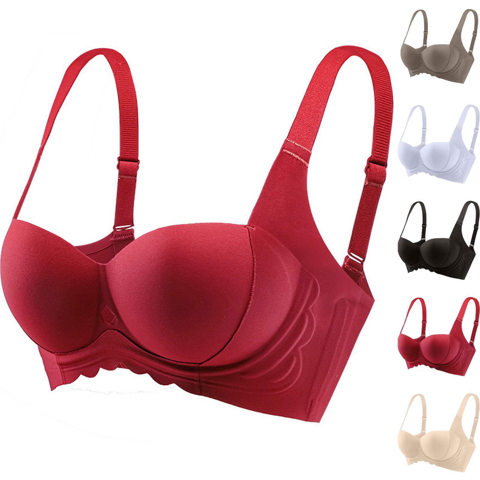 Ahuyic Womens Bra,Summer Plus Size Bra,Womens Solid Color Seamless ...