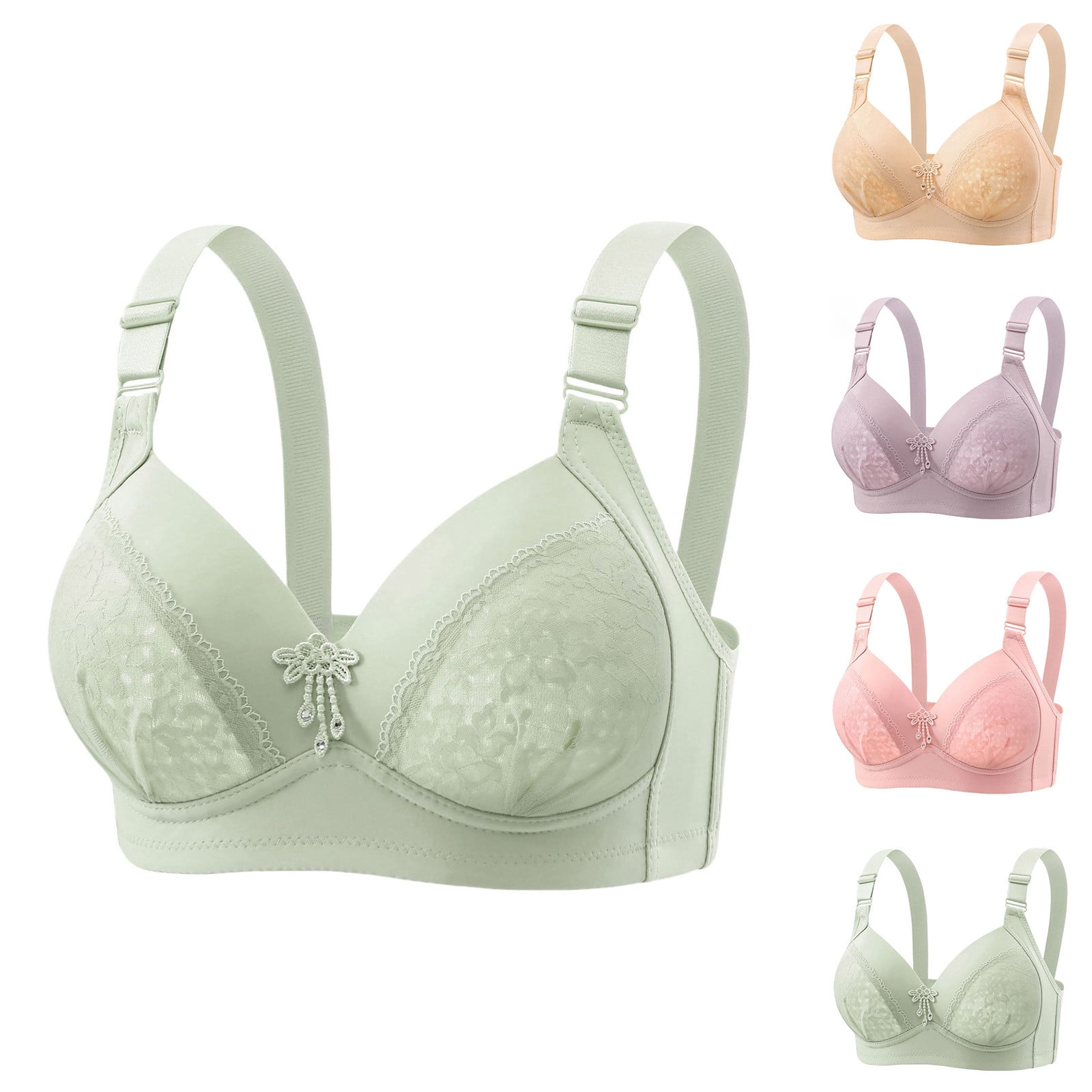 Ahuyic Womens Bra,Summer Plus Size Bra,Womens Solid Color Thin Style ...