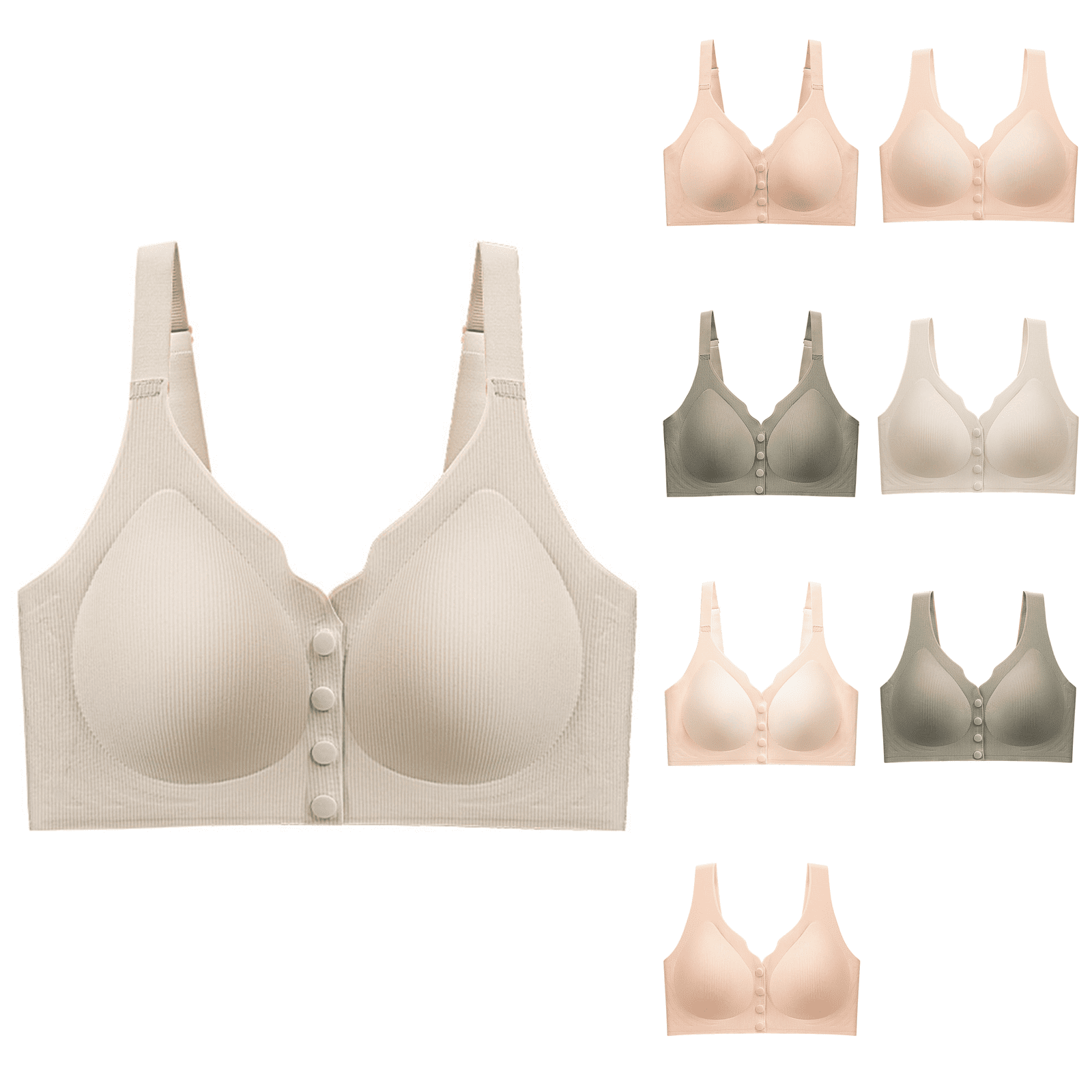 Ahuyic Womens Bra,Summer Plus Size Bra,Womens Solid Color Thin Style ...