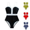 Ahuyic Womens One Piece Swimsuits,Womens Fashion Color Block Sleeveless ...