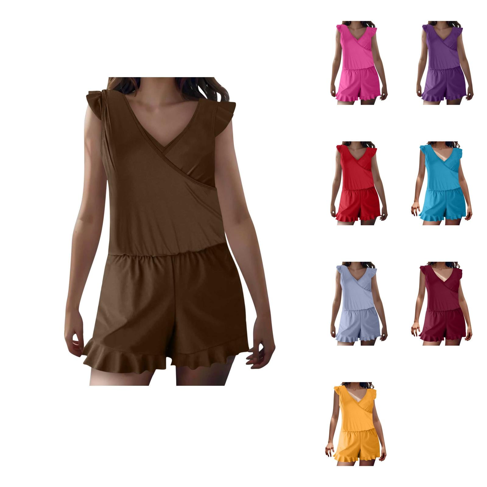 Ahuyic Womens One Piece Swimsuits,Womens Solid Color Built-in Bra ...