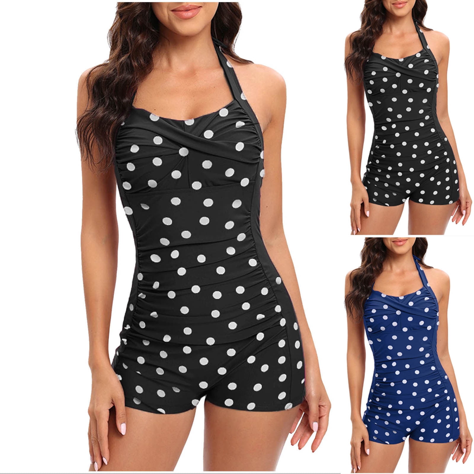 Ahuyic Womens One Piece Swimsuits,Womens Summer Swimsuits Casual Solid ...