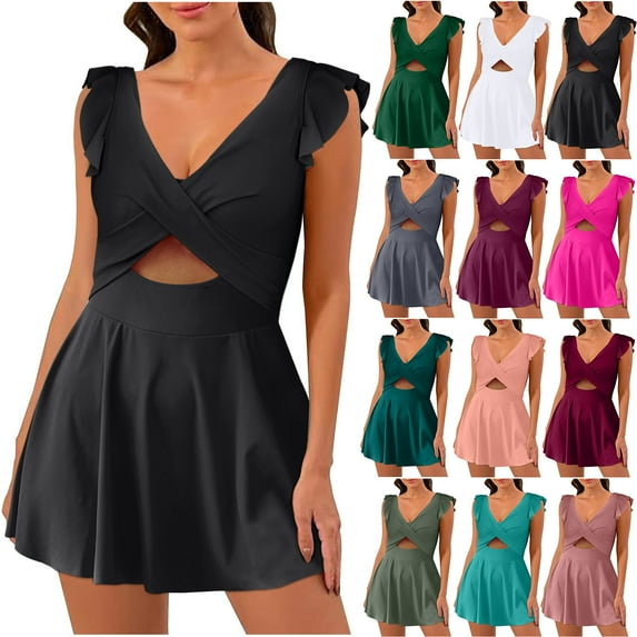 Ahuyic Womens One Piece Swimsuits,Womens Swimsuits Ruffle Swimsuits for ...