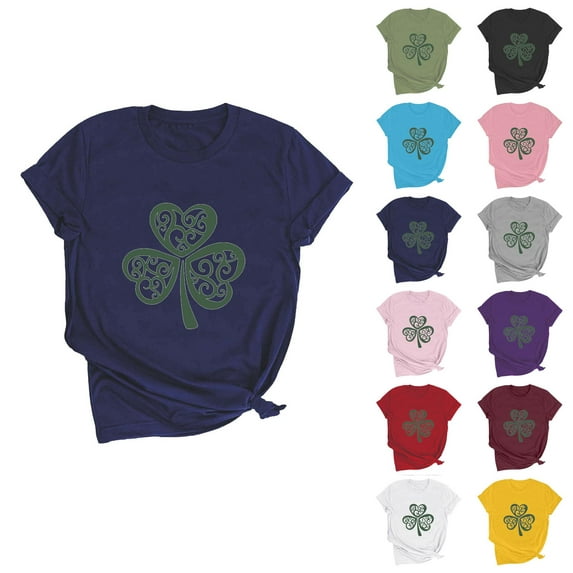 Ahuyic Womens Plus Size Top,Womens Summer Blouse,Womens Clover Lover ...