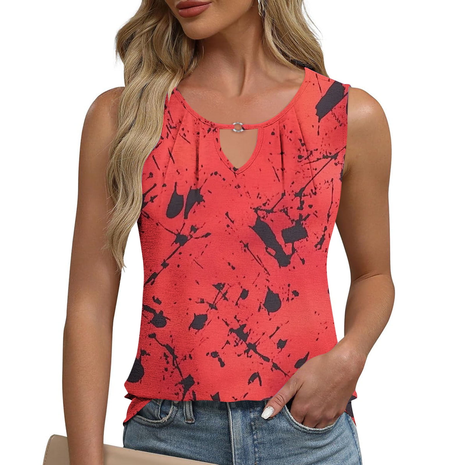 Ahuyic Womens Sleeveless Top,Tank Tops for Women,Ladies Spring And ...