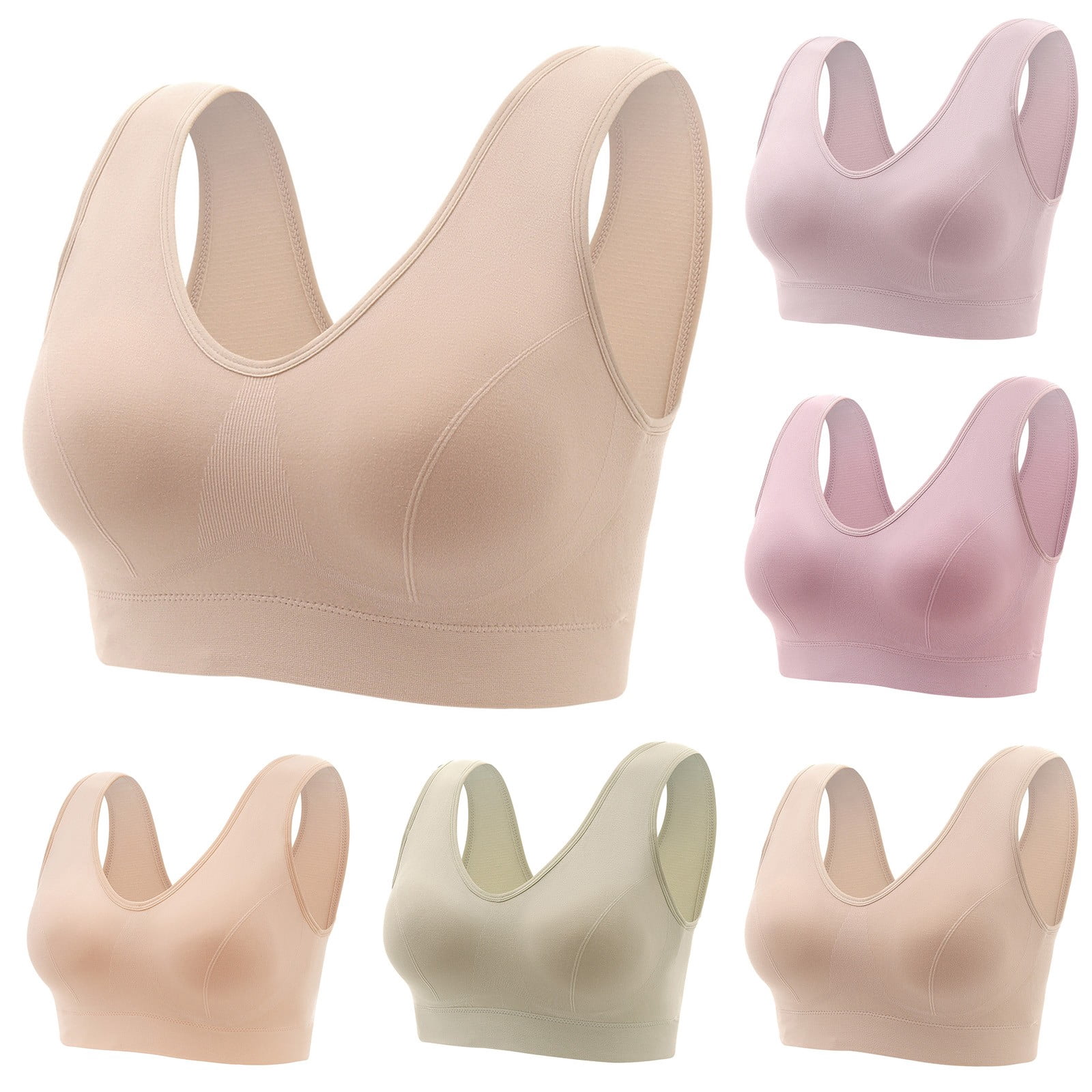 Ahuyic Womens Sports Bra,Summer Plus Size Bra,Womens Ringless Gathered ...