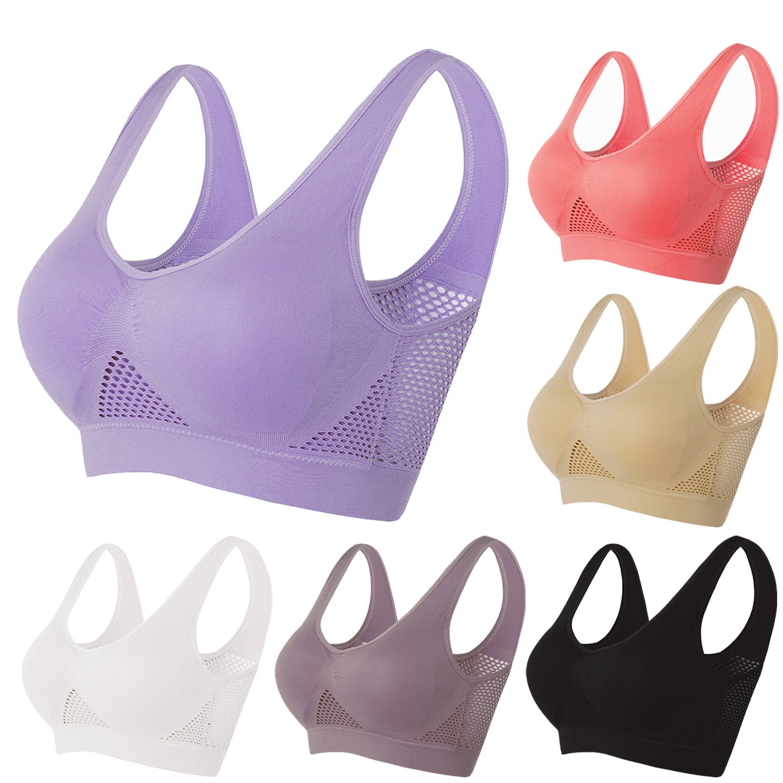 Ahuyic Womens Sports Bra,Summer Plus Size Bra,Womens Seamless Sports ...