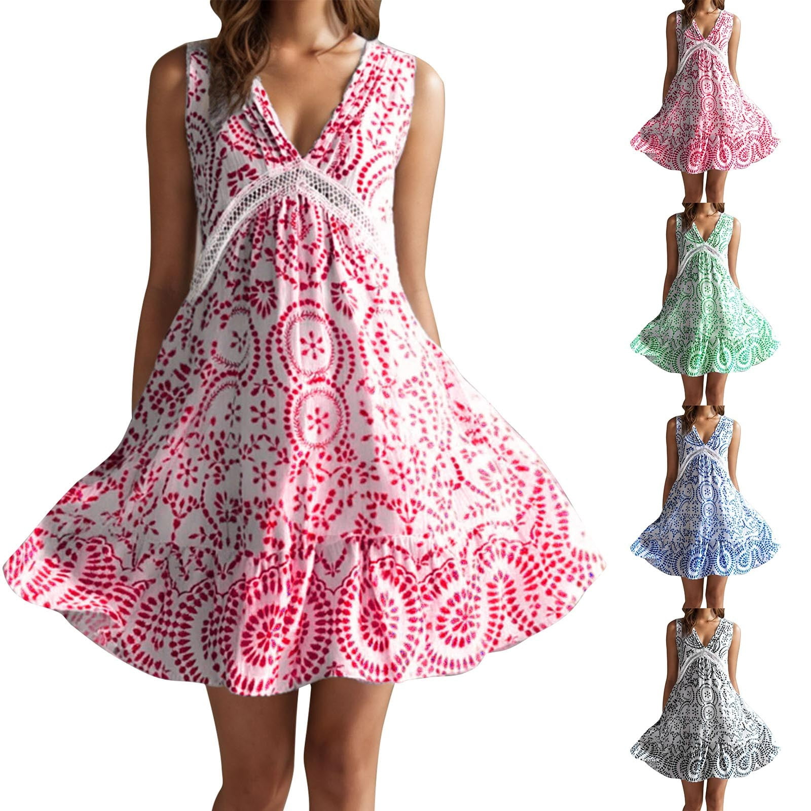 Ahuyic Womens Summer Casual Dress,Womens Plus Size Dress,Womens Beach ...