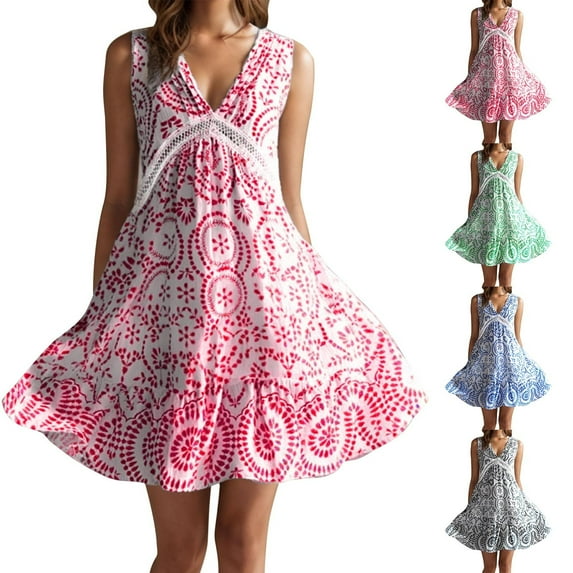 Ahuyic Womens Summer Casual Dress,Womens Plus Size Dress,Womens Beach ...