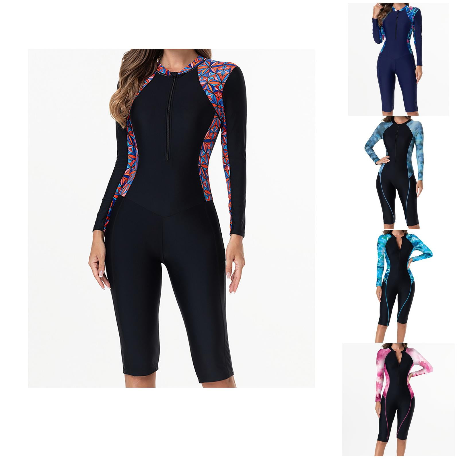 Ahuyic Womens Swimsuits,Womens Long-sleeved Surfing Suits Shorts Diving ...