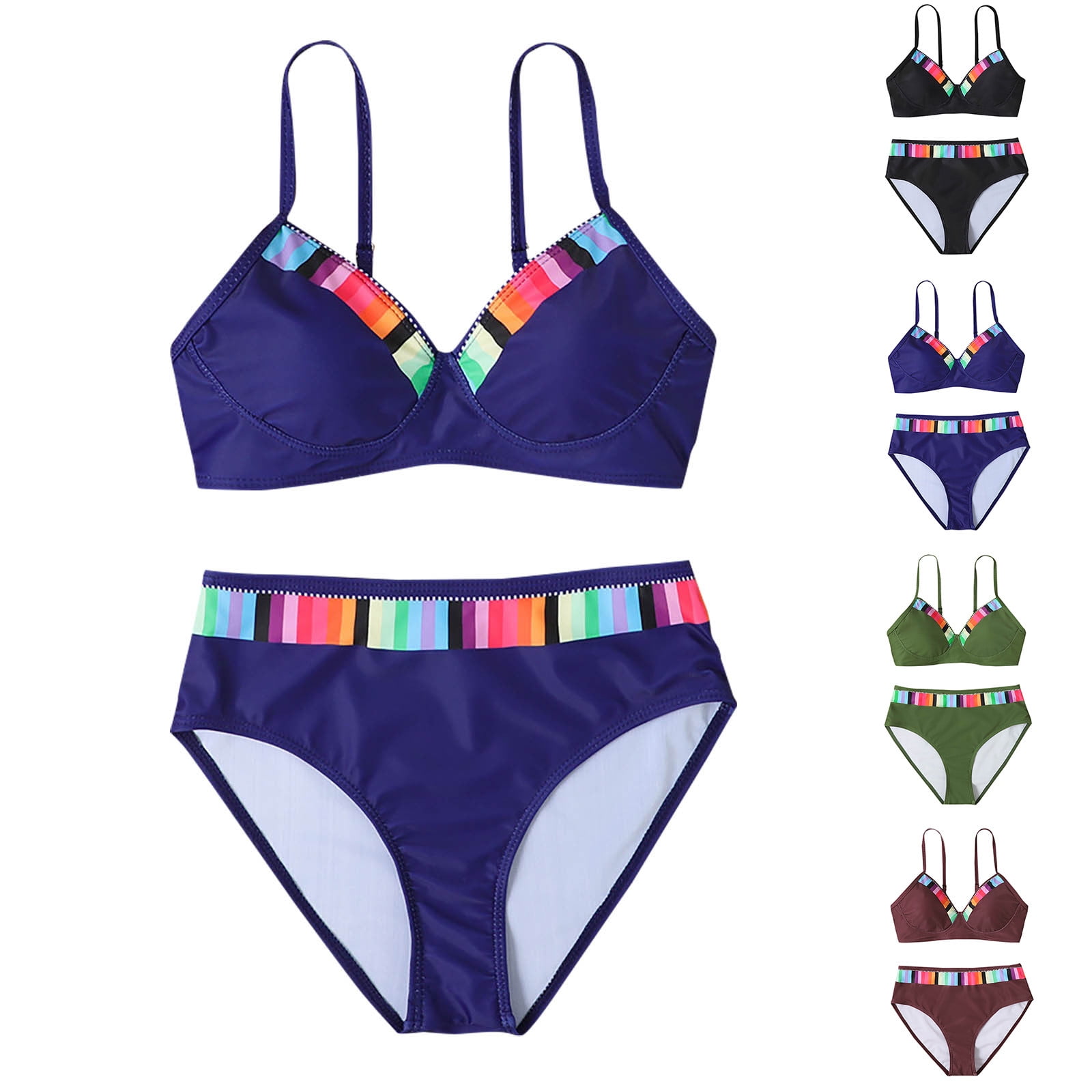 Ahuyic Womens Swimsuits,Womens Solid Backless Bikini Bandage 2 Pieces ...