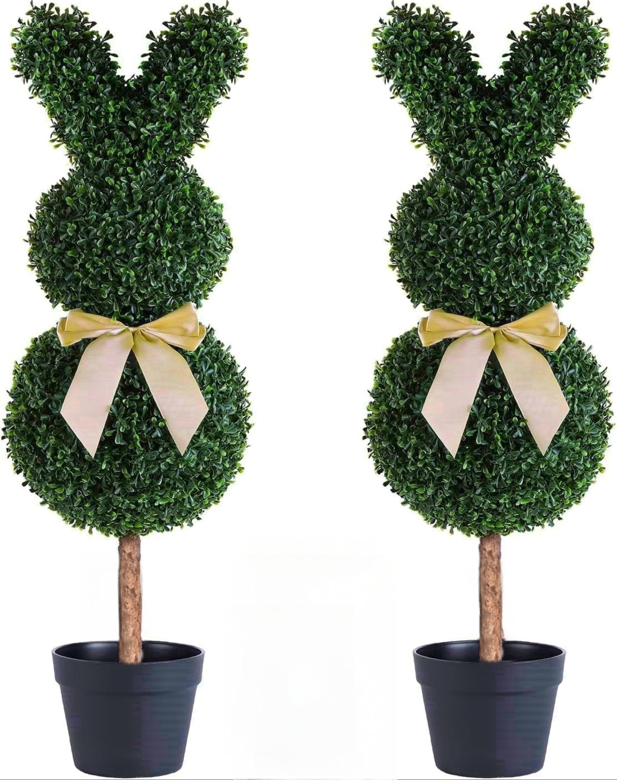Ahxuvan 2 Pcs Artificial Bunny Topiary, 3 ft Bunny Shaped Topiary Trees ...