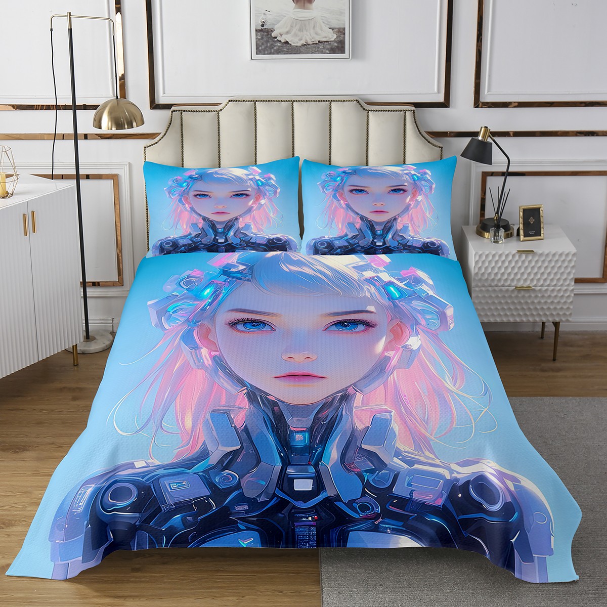 Ai Quilt Set Mechanical Robot Bedspread Set Cartoon Anime Future ...