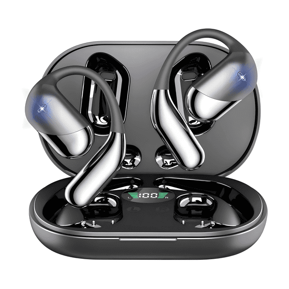 Ai Open Ear Bluetooth 5.4 Earbuds IPX7 Waterproof LED Display Ear Hooks ...