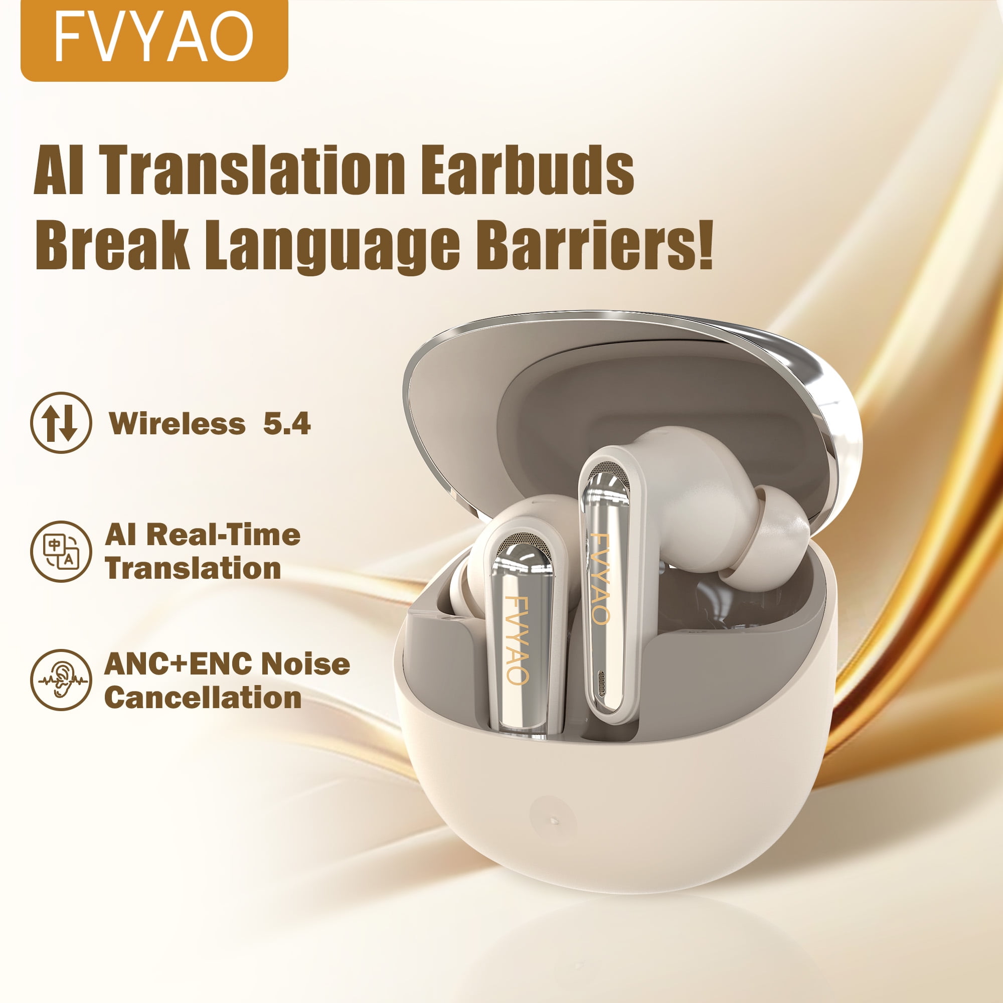 Ai Translation Earbuds Real Time, 3-in-1 Buletooth 5.4 Translator ...