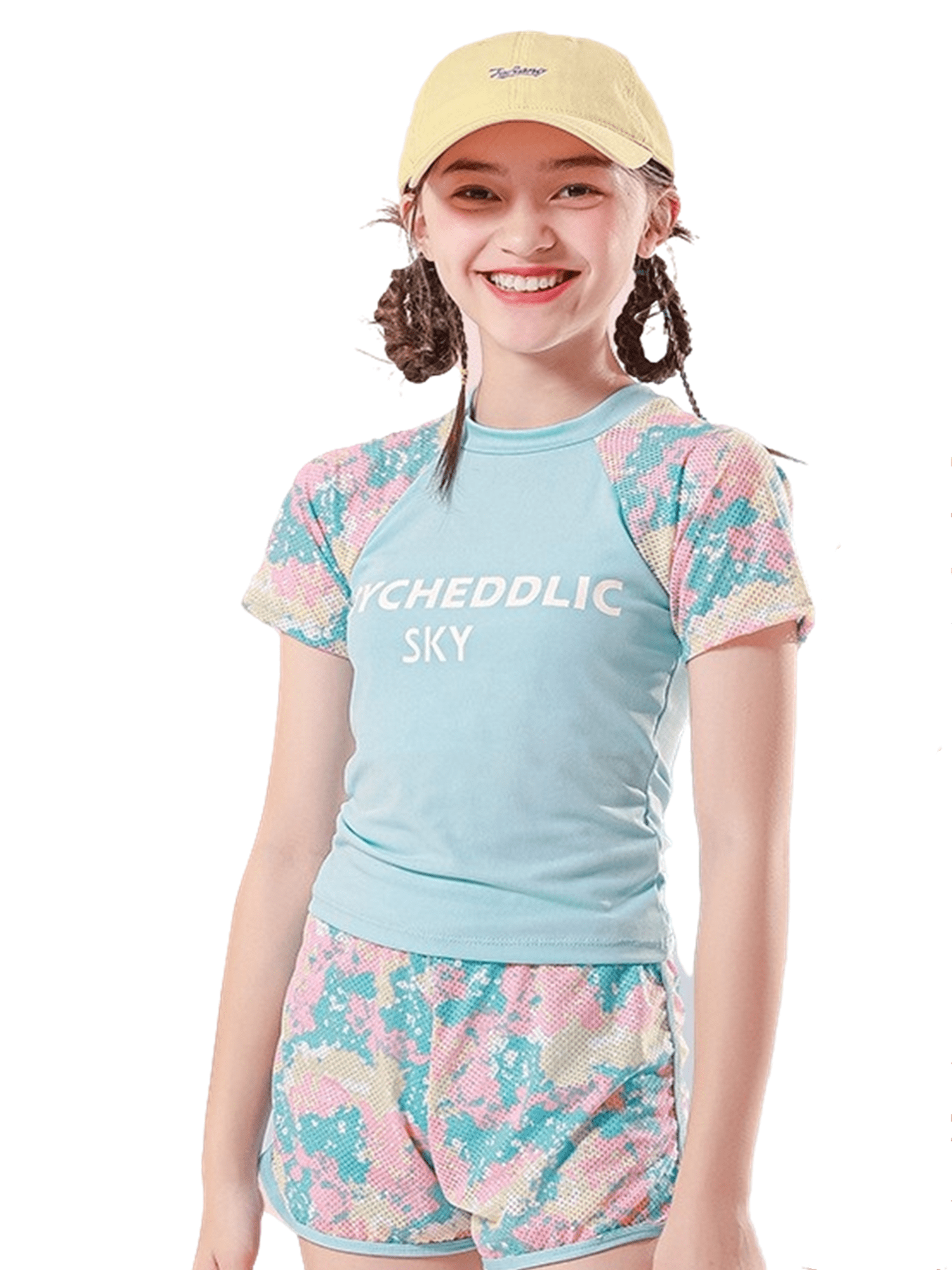 AiFlin Kids Girls Rash Guard Set 2 Piece Swimwear Short Sleeve UPF50 ...