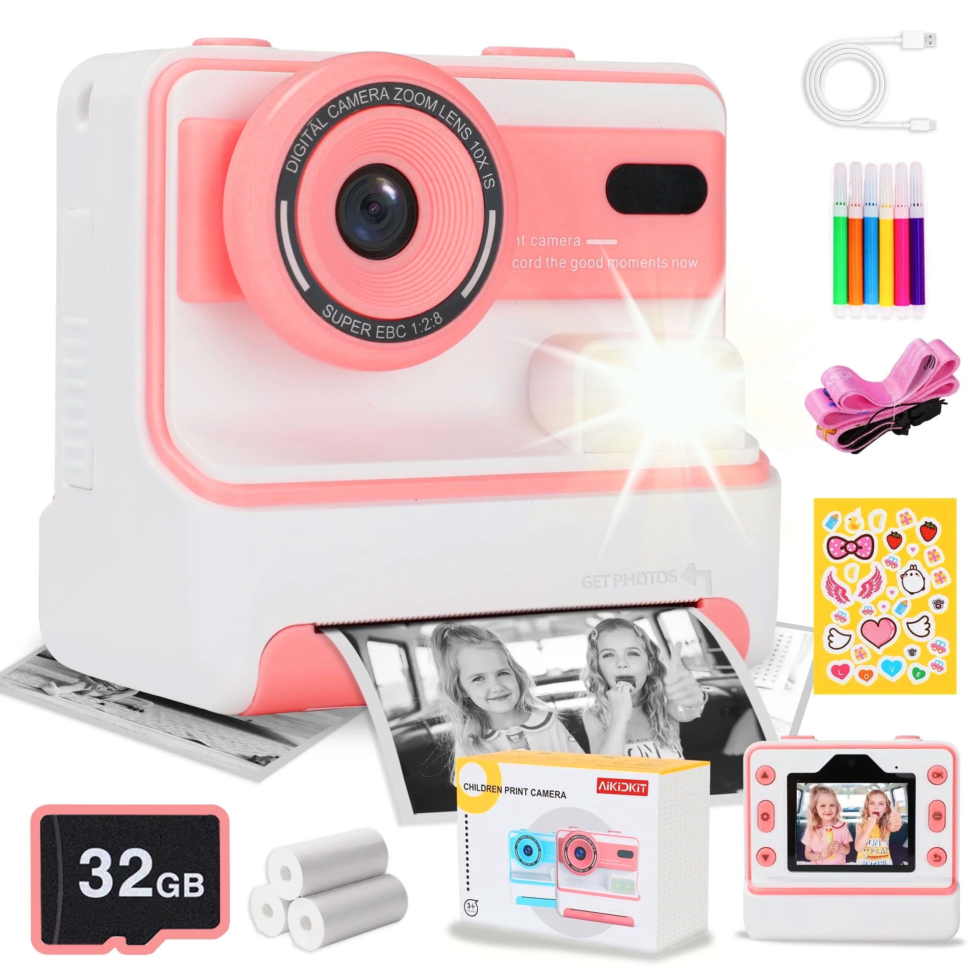 Sqnox Kids Camera Instant Print, Kids Camera 1080P HD with 32G SD Card ...