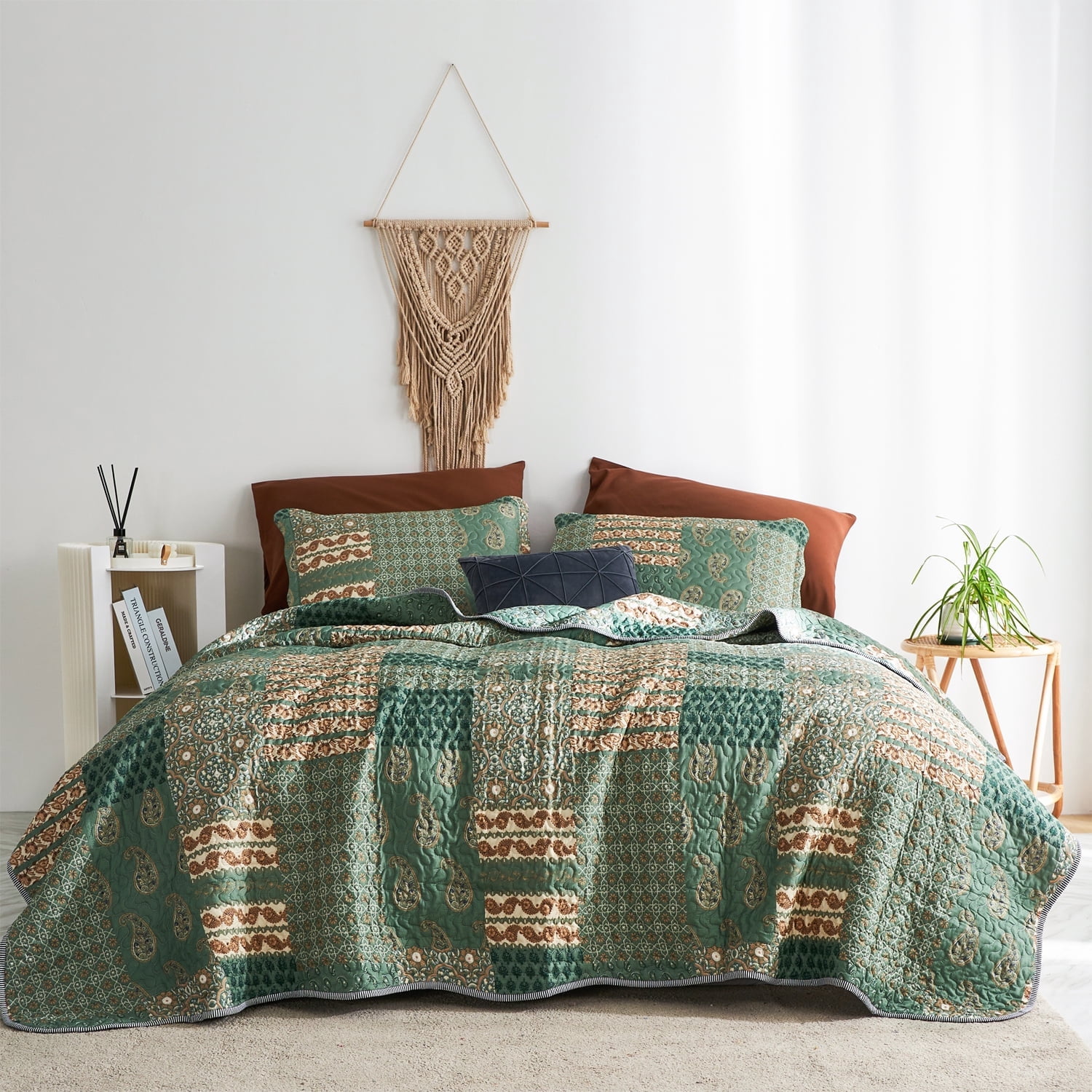 AiMay Queen Size Quilt Set Bedding Sets Reversible Bedspread Super Soft ...