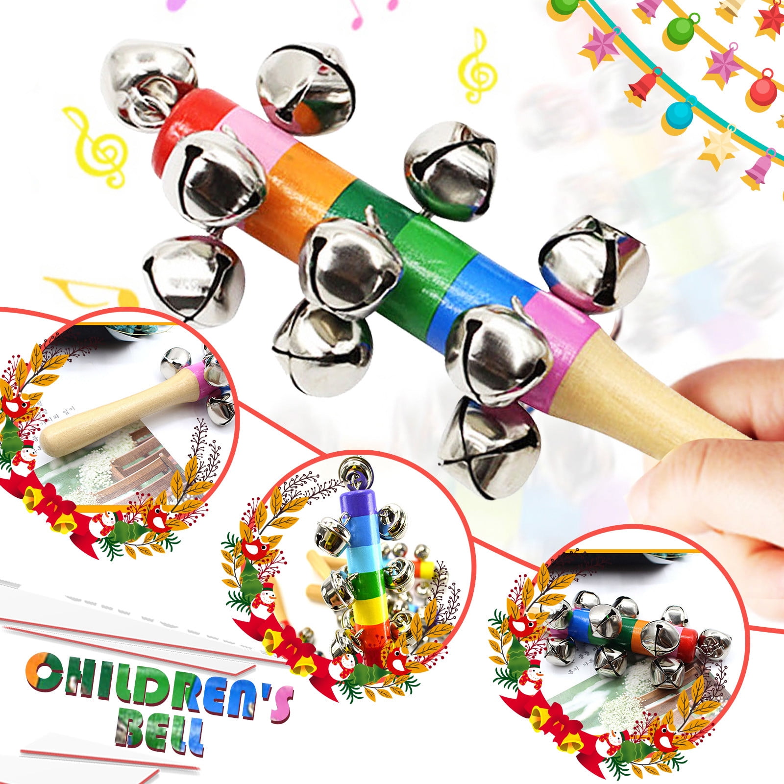 AiYqZypa Baby Rattles 0-6 Months Wooden Colorful Rattles Rainbow Baby ...