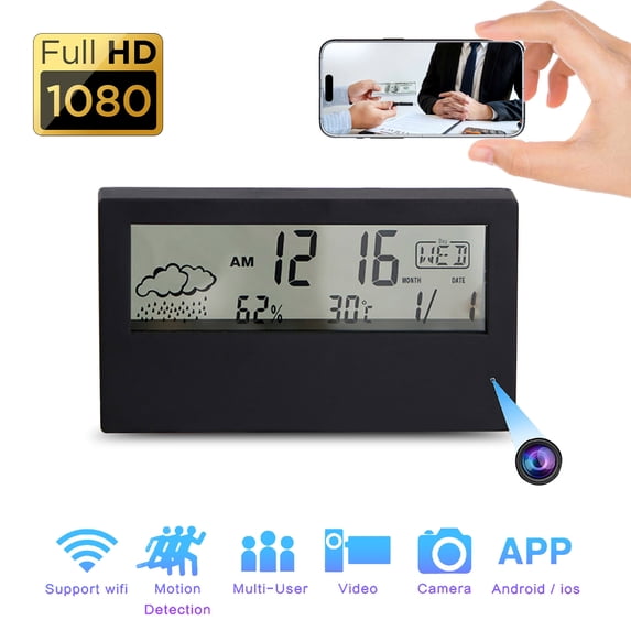 Aiacmea Smart Digital Clock with 1080P Mini WiFi Camera – Indoor ...