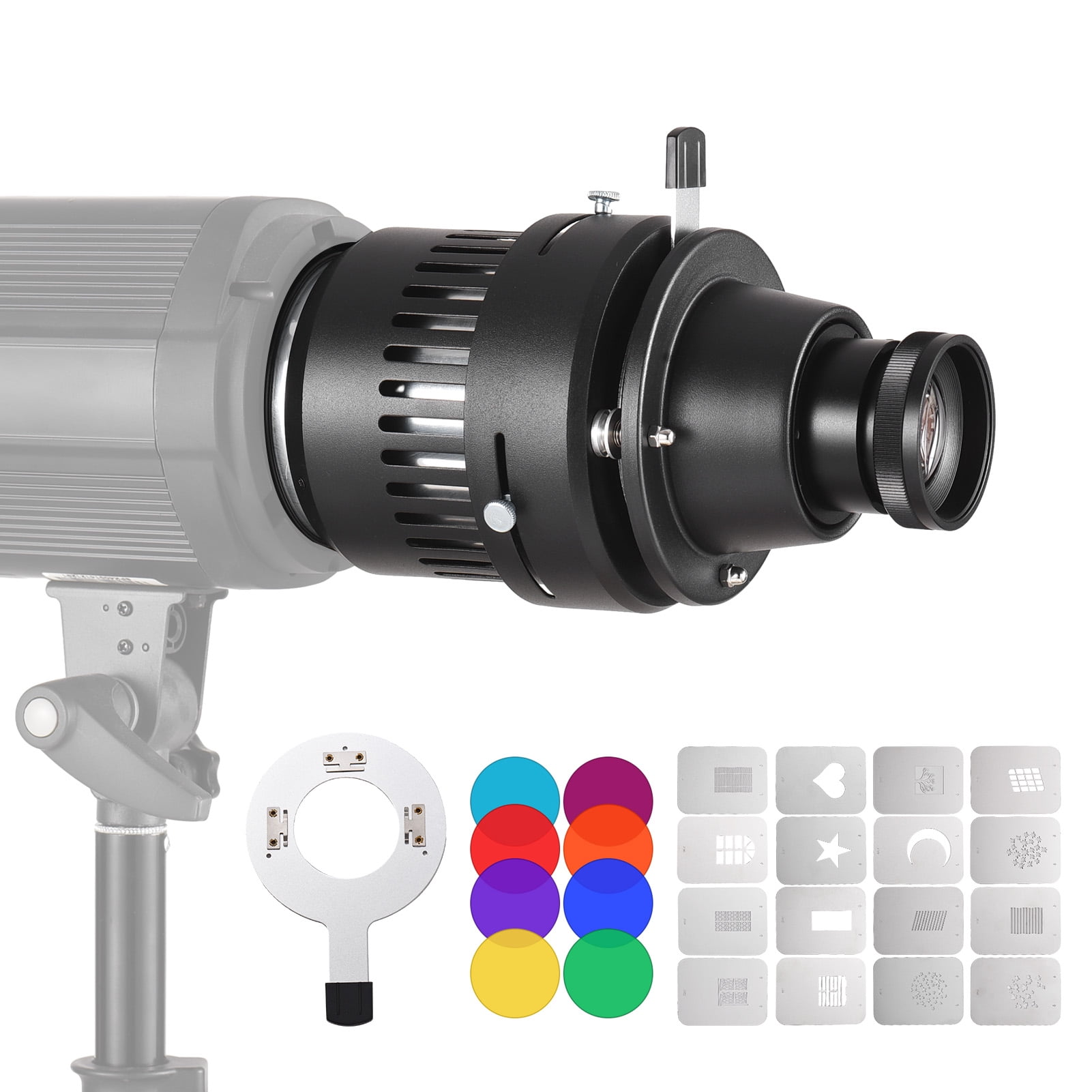 Aibecy Bowens Mount Optical Snoot with 50mm F2.4 Lens 16pcs Graphics ...
