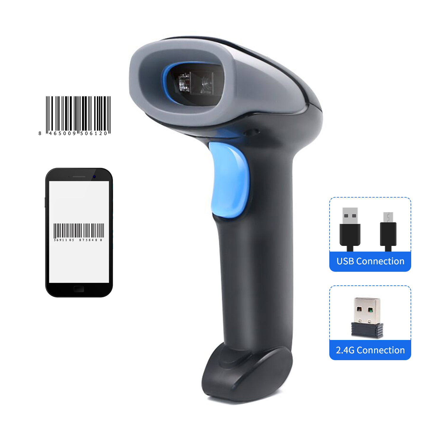 Aibecy Handheld Barcode Scanner 1D Code Scanner 2 4G Wireless USB Aibecy Handheld Barcode Scanner 1D Code Scanner 2 4G Wireless USB