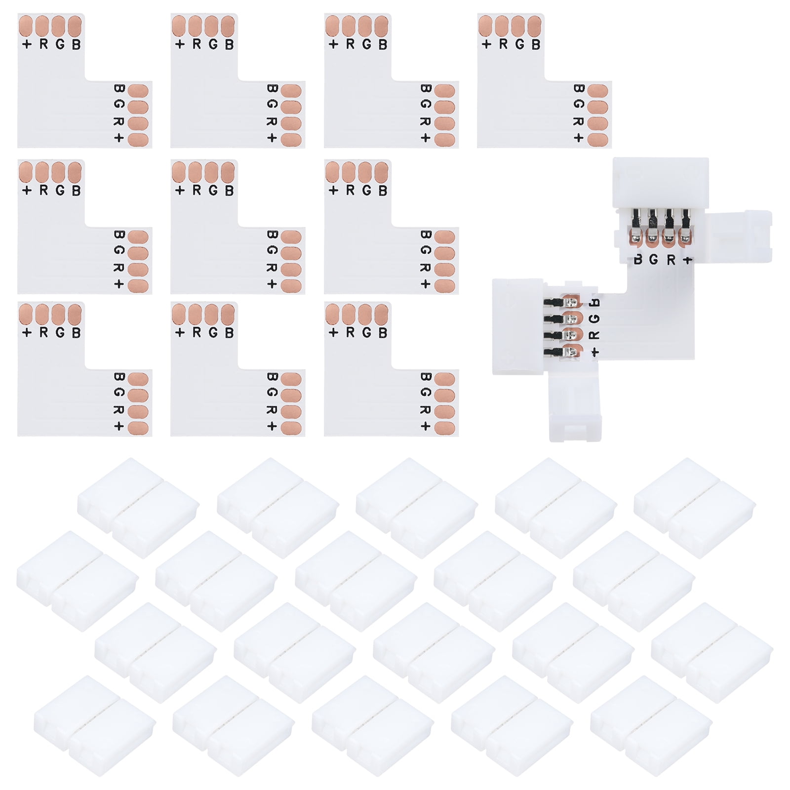 Aibecy LED Strip Connectors 10Pcs L Shape 4-Pin Plus 20Pcs Connector ...