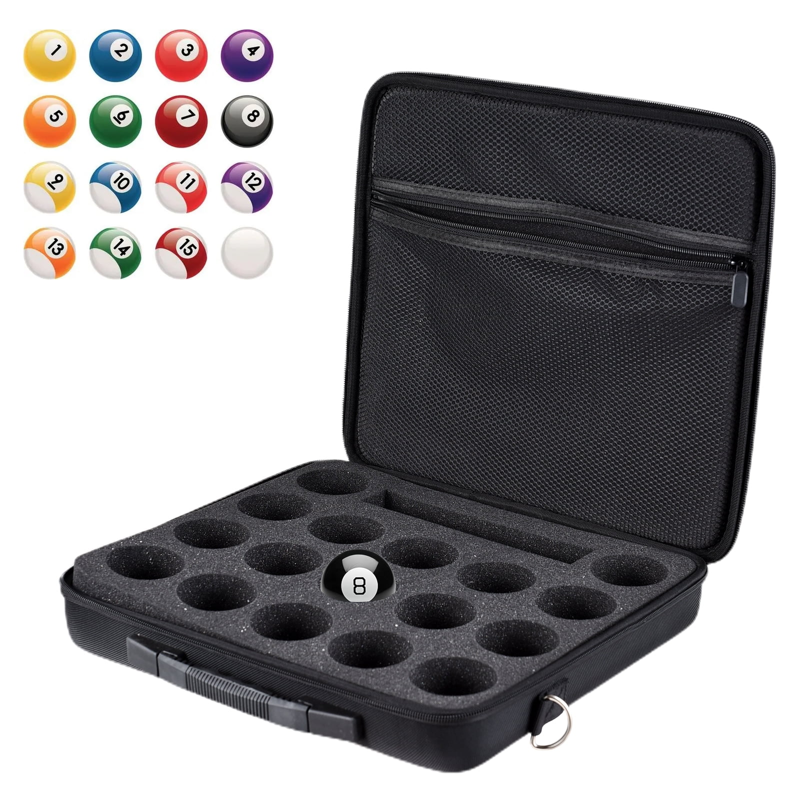 Aibecy Pool Ball Storage Case Canvas Foam for American Black 17 Balls ...