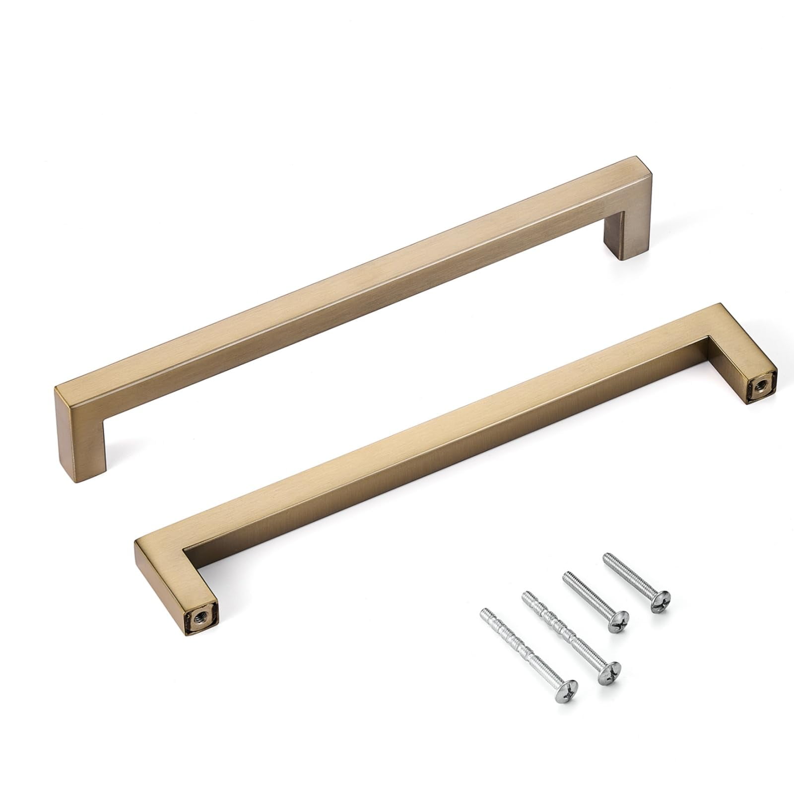 Aibeli 10 Pack Cabinet Handles - 8 Inch Champagne Bronze Square Drawer ...
