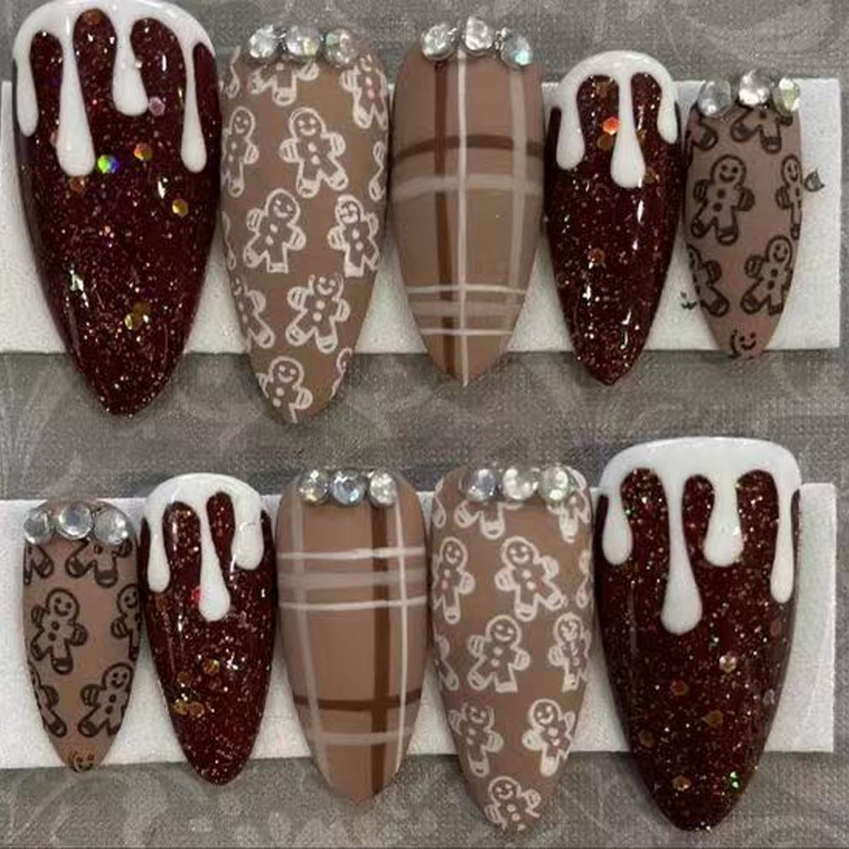 Aichao Christmas Gingerbread Man Nail Art Stickers - Glitter Drip ...