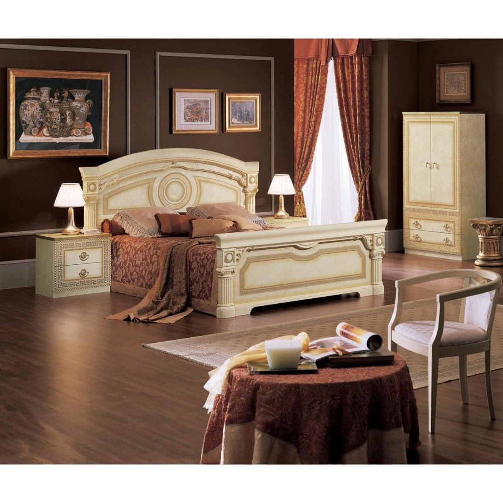 Aida Italian 3-Piece Bedroom Set, Ivory and Gold, Queen Size - Walmart.com
