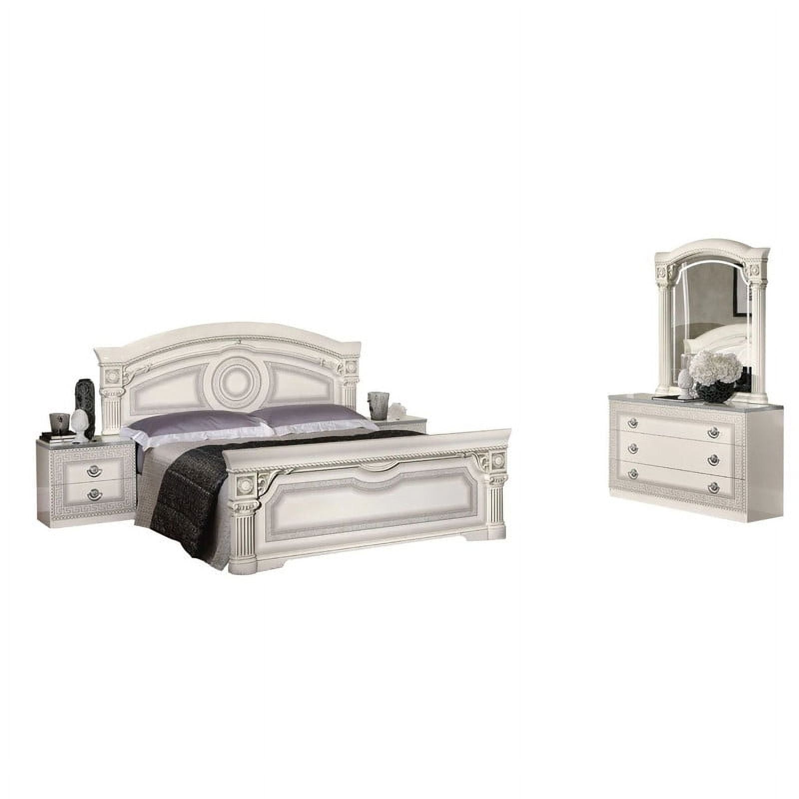 Aida Italian 5-Piece Bedroom Set, White and Silver, Queen Size - Walmart.com