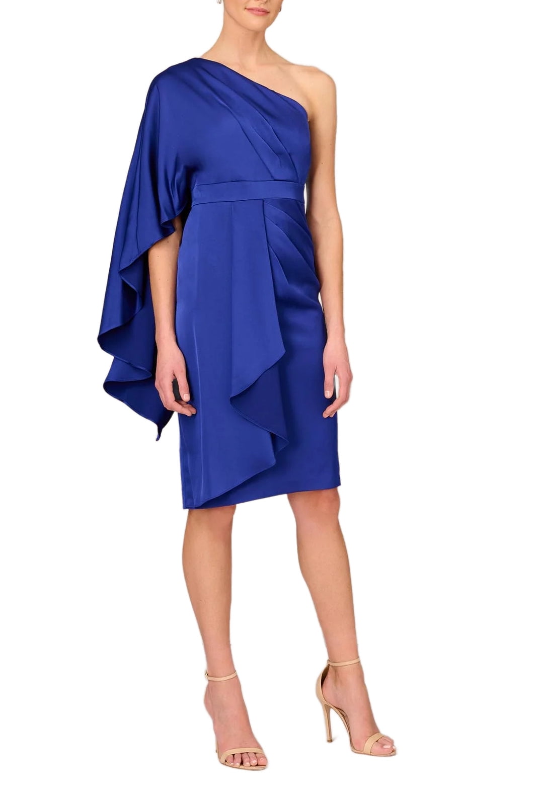 Aidan Mattox Draped One Shoulder Sheath Dress Color: ROYAL SAPPHIRE ...