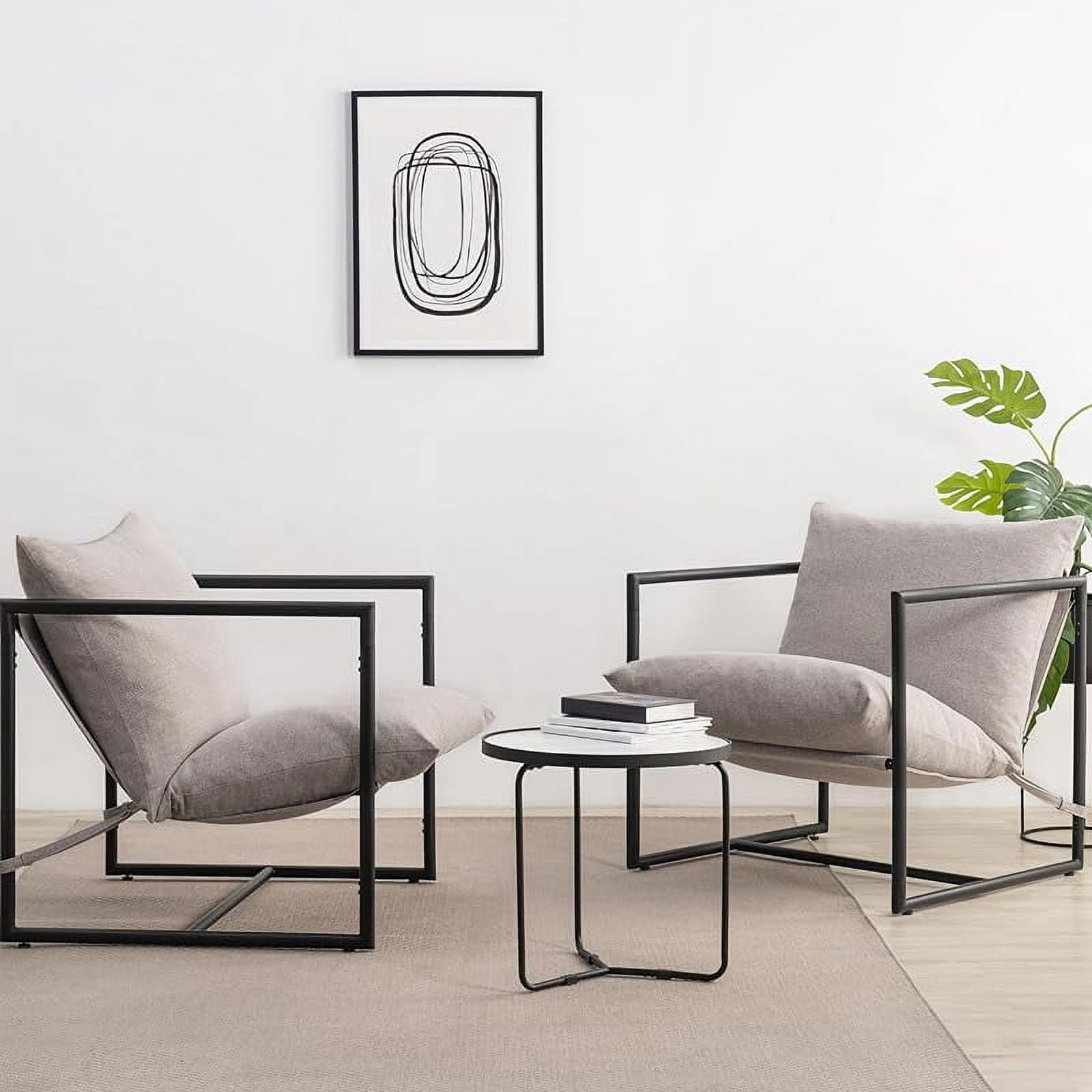 Aidan Sling Accent Chair, Metal Framed Armchair with Shredded Foam ...