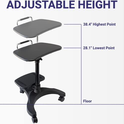 Aidata Ergonomic Sit-Stand Mobile Laptop Cart Work Station with Printer ...