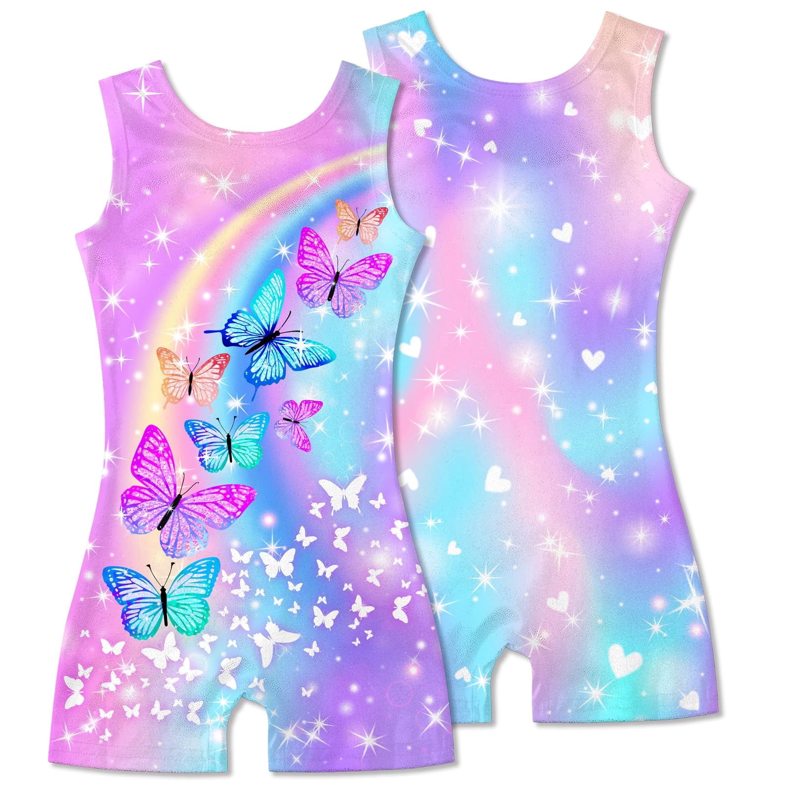 Aideaone 2 Pack Gymnastics Leotards for Girls Sparkly Toddler Biketards ...