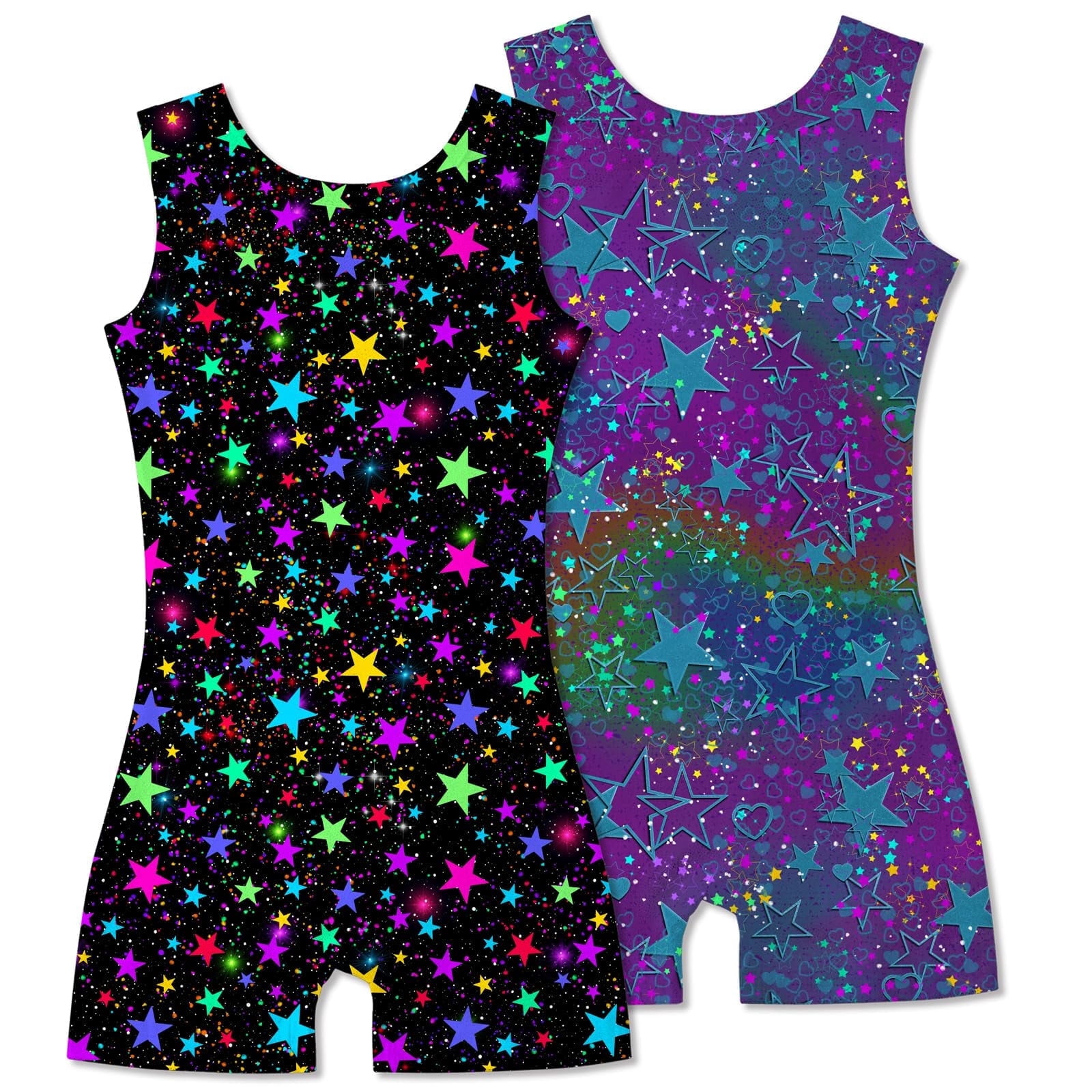 Aideaone 2 Pack Gymnastics Leotards for Girls Sparkly Toddler Biketards ...
